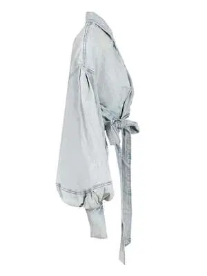 Zimmermann Rebellion Cropped Denim Wrap Top - Blue