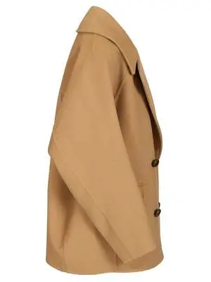 Loewe Double-breasted Wool Coat - Cream