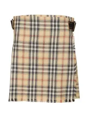 Burberry Check Wool Mini Kilt With Fringes