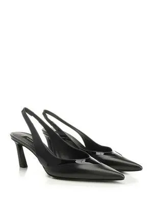 Givenchy Spiky" Slingback In Smooth And Patent Calfskin - Black