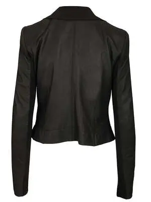 Rick Owens Lambskin Leather Cropped Biker Jacket With Shawl Collar