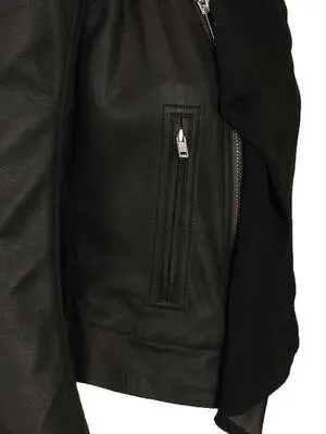 Rick Owens Lambskin Leather Cropped Biker Jacket With Shawl Collar