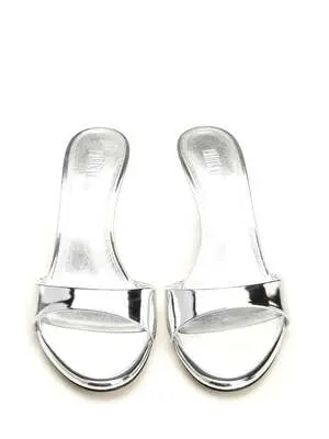 Paris Texas Lidia Mule In Mirrored Leather - Silver