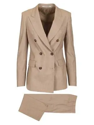 Tagliatore Double-breasted Wool And Silk Suit - Brown