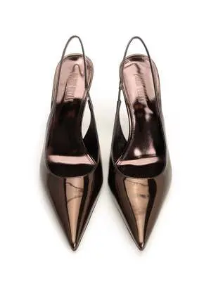 Paris Texas Lidia Slingback In Mirrored Leather - Brown
