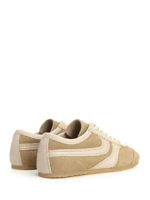 Dries Van Noten Leather And Suede Lace-up Sneakers - Cream