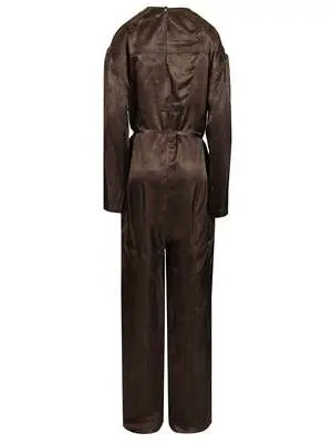 Rick Owens Long-sleeved Deep V-neck Jumpsuit