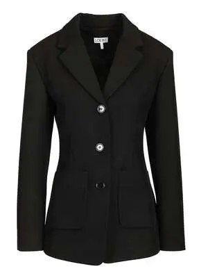 Loewe Wool Twill Fitted Waist Jacket - Black