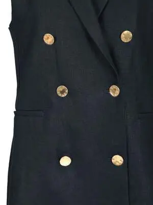 Max Mara Double-breasted Linen Vest With Gold-tone Button Detail - Blue