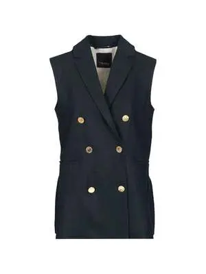 Max Mara Double-breasted Linen Vest With Gold-tone Button Detail - Blue