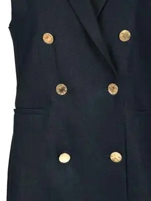 Max Mara Double-breasted Linen Vest With Gold-tone Button Detail - Blue