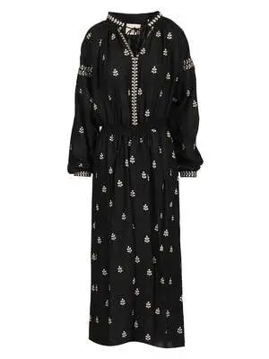 Isabel Marant Étoile Tussar Silk Embroidered Dress - Black