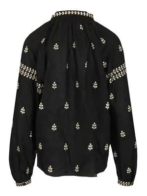 Isabel Marant Étoile Rodis Embroidered Tussar Silk Blouse