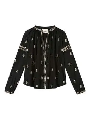 Isabel Marant Étoile Rodis Embroidered Tussar Silk Blouse