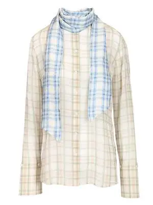 Acne Studios Silk Blouse With Scarf - Green
