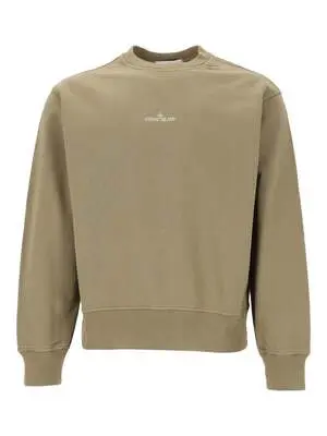 Stone Island Organic Cotton Fleece Crewneck Sweatshirt - Green