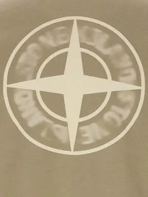 Stone Island Organic Cotton Fleece Crewneck Sweatshirt With Printed Logos