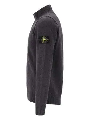 Stone Island Ribbed Knit Zip Sweater