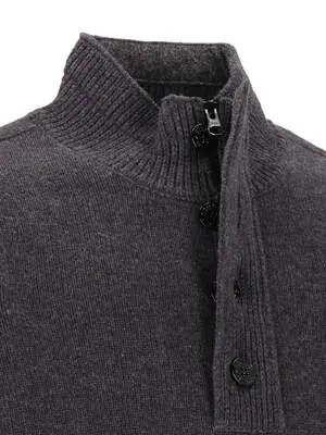 Stone Island Ribbed Knit Zip Sweater