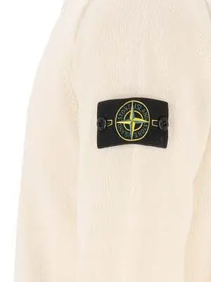 Stone Island Ribbed Half-zip Sweater With Felt Trim