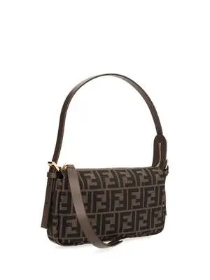 Fendi Small Zip Top Bag In Ff Jacquard - Brown