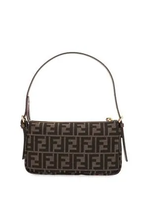 Fendi Small Zip Top Bag In Ff Jacquard - Brown