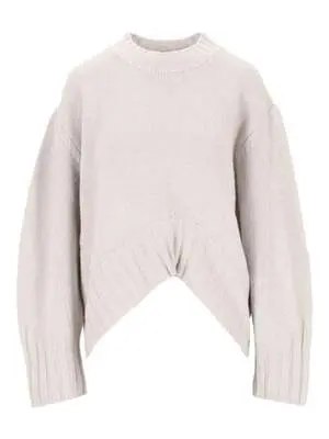Attico Crewneck Sweater With Ribbed Trims And Dropped Shoulders - Gray