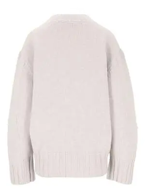 Attico Crewneck Sweater With Ribbed Trims And Dropped Shoulders - Gray