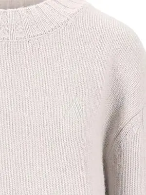 Attico Crewneck Sweater With Ribbed Trims And Dropped Shoulders - Gray