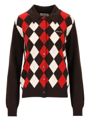 Miu Miu Argyle Cardigan - Brown