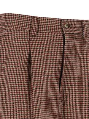 Eleventy Pleated Houndstooth Wool-blend Trousers
