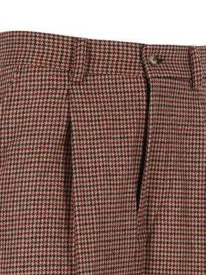 Eleventy Pleated Houndstooth Wool-blend Trousers
