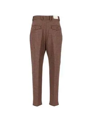 Eleventy Pleated Houndstooth Wool-blend Trousers