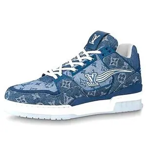 LOUIS VUITTON Trainer Ankle Sneakers Denim Monogram - Blue/white