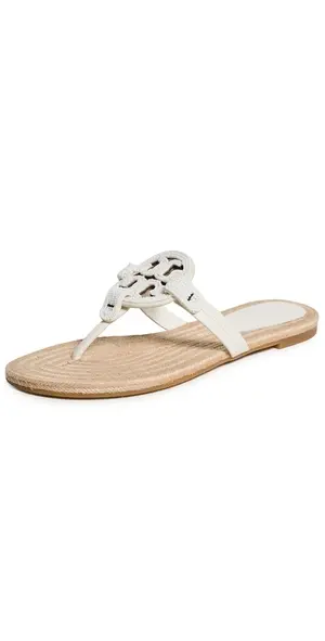 Tory Burch Miller Beaded Espadrille Sandals - Blanc