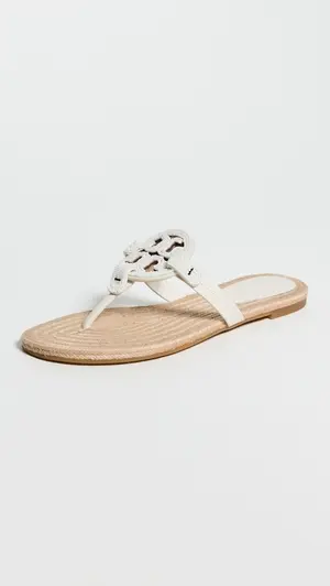 Tory Burch Miller Beaded Espadrille Sandals - Blanc