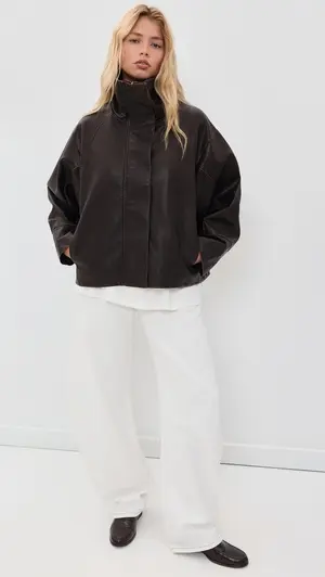 Lioness Shoreline Funnel Neck Faux Leather Jacket