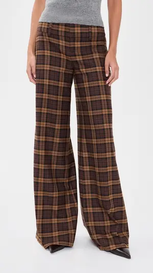 Alice + Olivia Plaid Wide Leg Flare Pants