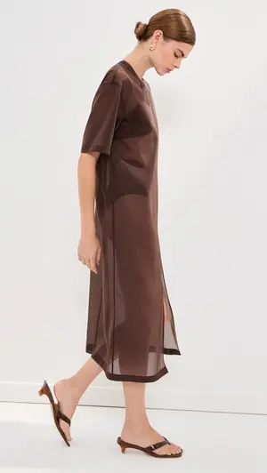 LE BOP Organza Midi Dress - Coffee Bean