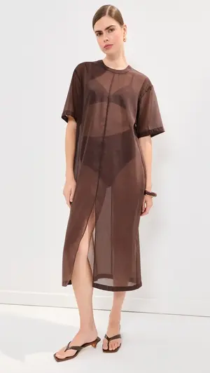 LE BOP Organza Midi Dress - Coffee Bean