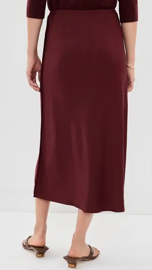 Vince Pull-on Satin Midi Skirt