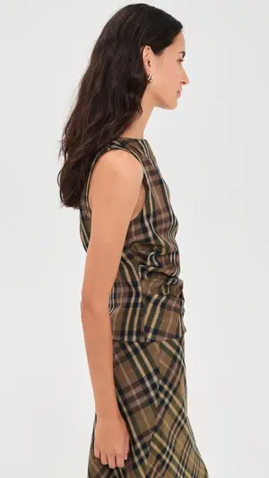 Joe's Jeans Plaid Boat Neck Sleeveless Top