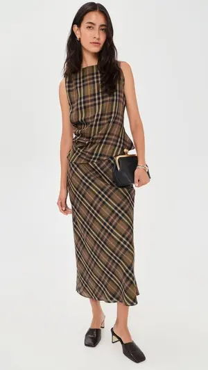 Joe's Jeans Plaid Boat Neck Sleeveless Top