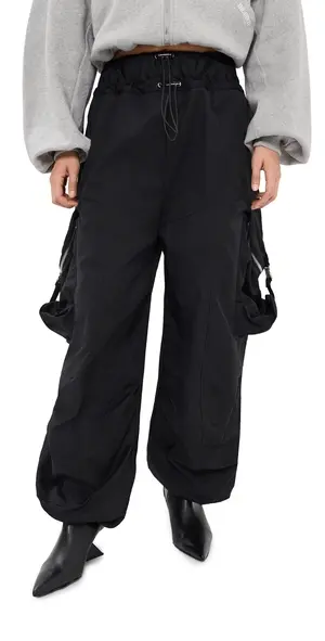 Attico Cargo Pants With Buckle Accents - Black
