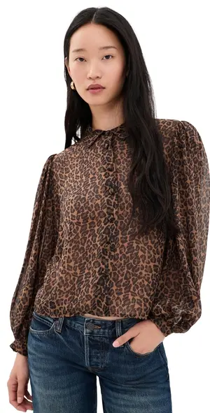 FRAME The Silk Prairie Shirt - Light Leopard Multi