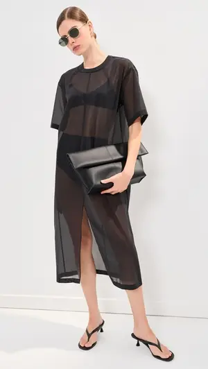 LE BOP Organza Midi Dress - Black