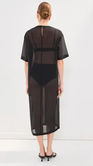 LE BOP Organza Midi Dress - Black