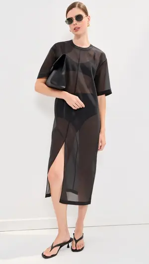 LE BOP Organza Midi Dress - Black