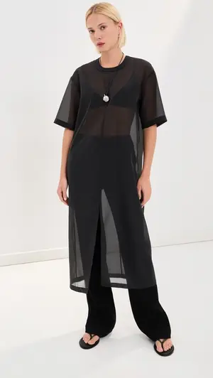 LE BOP Organza Midi Dress - Black