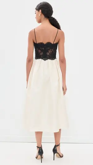 SELF-PORTRAIT Taffeta Contrast Lace Midi Dress